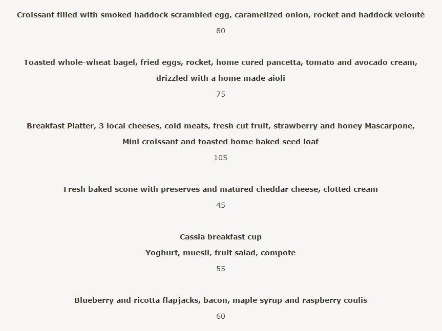 Menu at Cassia Restaurant, Cape Town, Nitida Wine Farm Tygerberg Valley ...