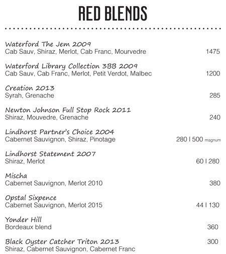 Menu at Culinary Table restaurant, Randburg, Unit 1