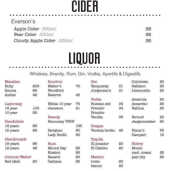 Menu at Culinary Table restaurant, Randburg, Unit 1