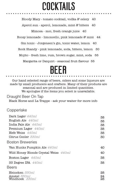 Menu at Culinary Table restaurant, Randburg, Unit 1