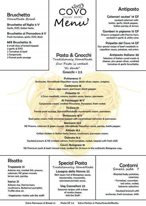 Covo Menu, Menu for Covo, Fort Street, Auckland - Menumania/Zomato