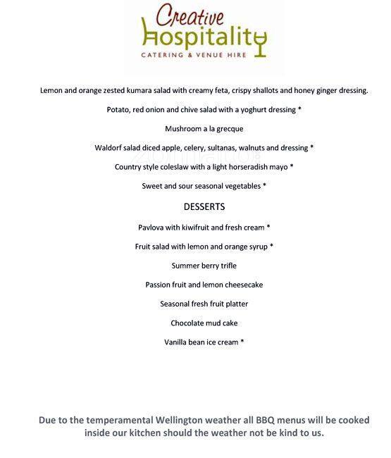 Menu at Tussock Bar and Cafe, Wellington