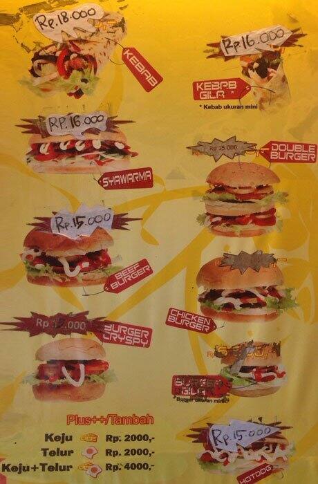 Carta del restaurante Kebab Turki Baba Rafi, Yakarta, Jl. Cirendeu Raya