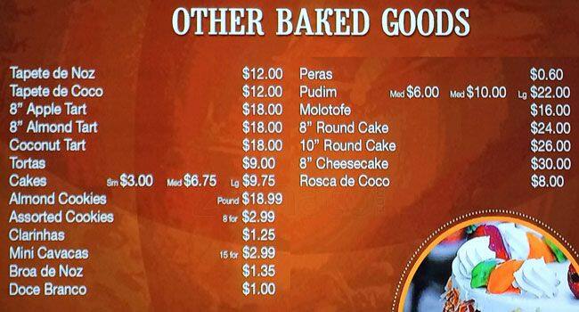 Menu at Seara Bakery, Toronto, Keele St