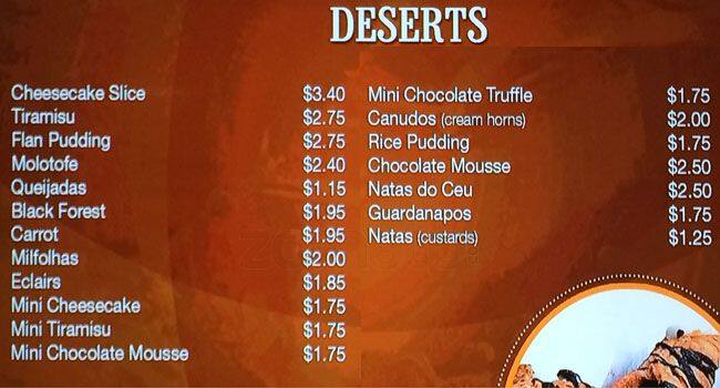 Menu at Seara Bakery, Toronto, Keele St