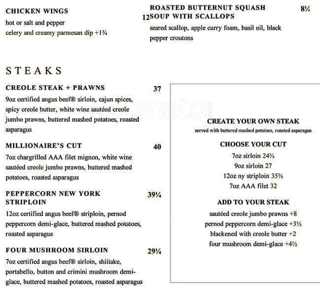 Menu at Cactus Club Cafe First Canadian Place, Toronto, 77 Adelaide St W