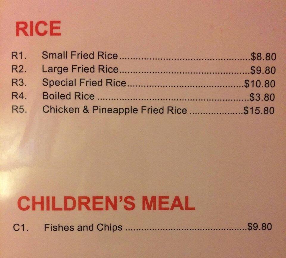 Menu at Blue Sky Chinese Cuisine restaurant, Springwood