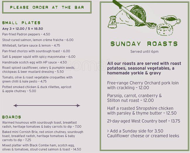 Menu at The Starting Gate pub & bar, London, Station Rd
