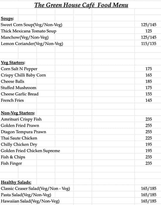 Menu at Green Chilly, Kolkata, AF-69