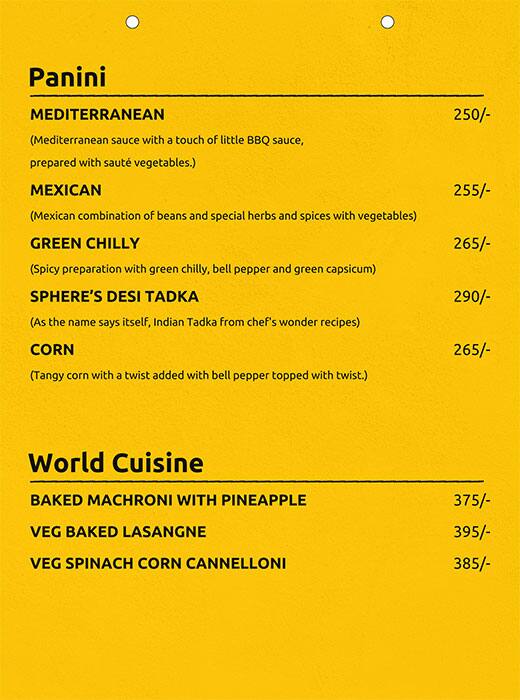 Menu at 1989 By Sphere Lounge, Ahmedabad, 13 Floor