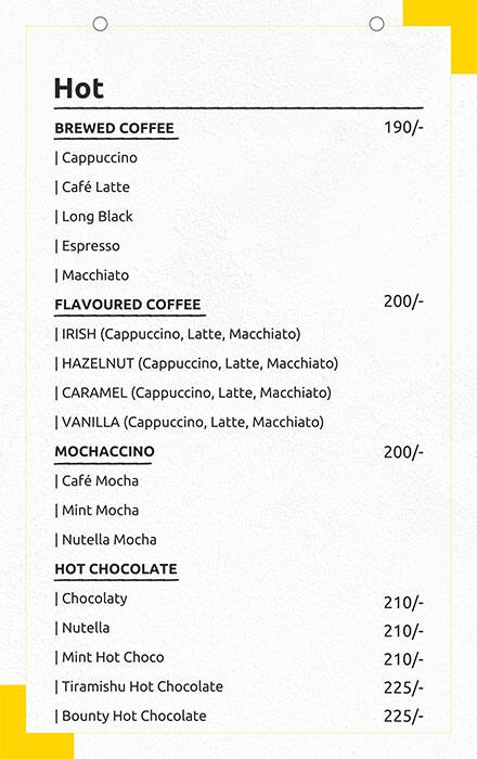 Menu at 1989 By Sphere Lounge, Ahmedabad, 13 Floor