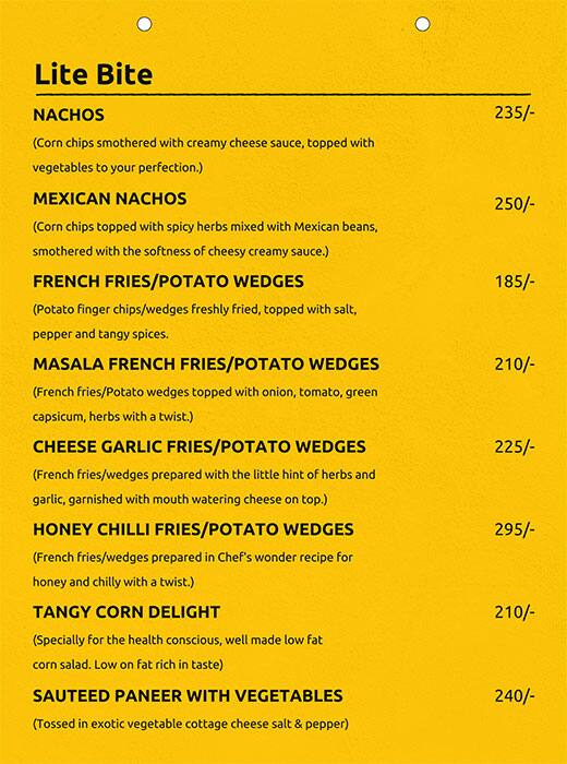 Menu at 1989 By Sphere Lounge, Ahmedabad, 13 Floor