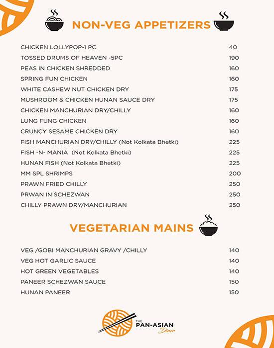 Menu at The Pan Asian Diner, Kolkata