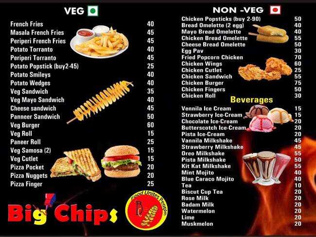 Menu of Big Chips Pattabiram, Avadi, Chennai