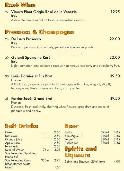 Menu at Castello cafe, Esher, 10 High St