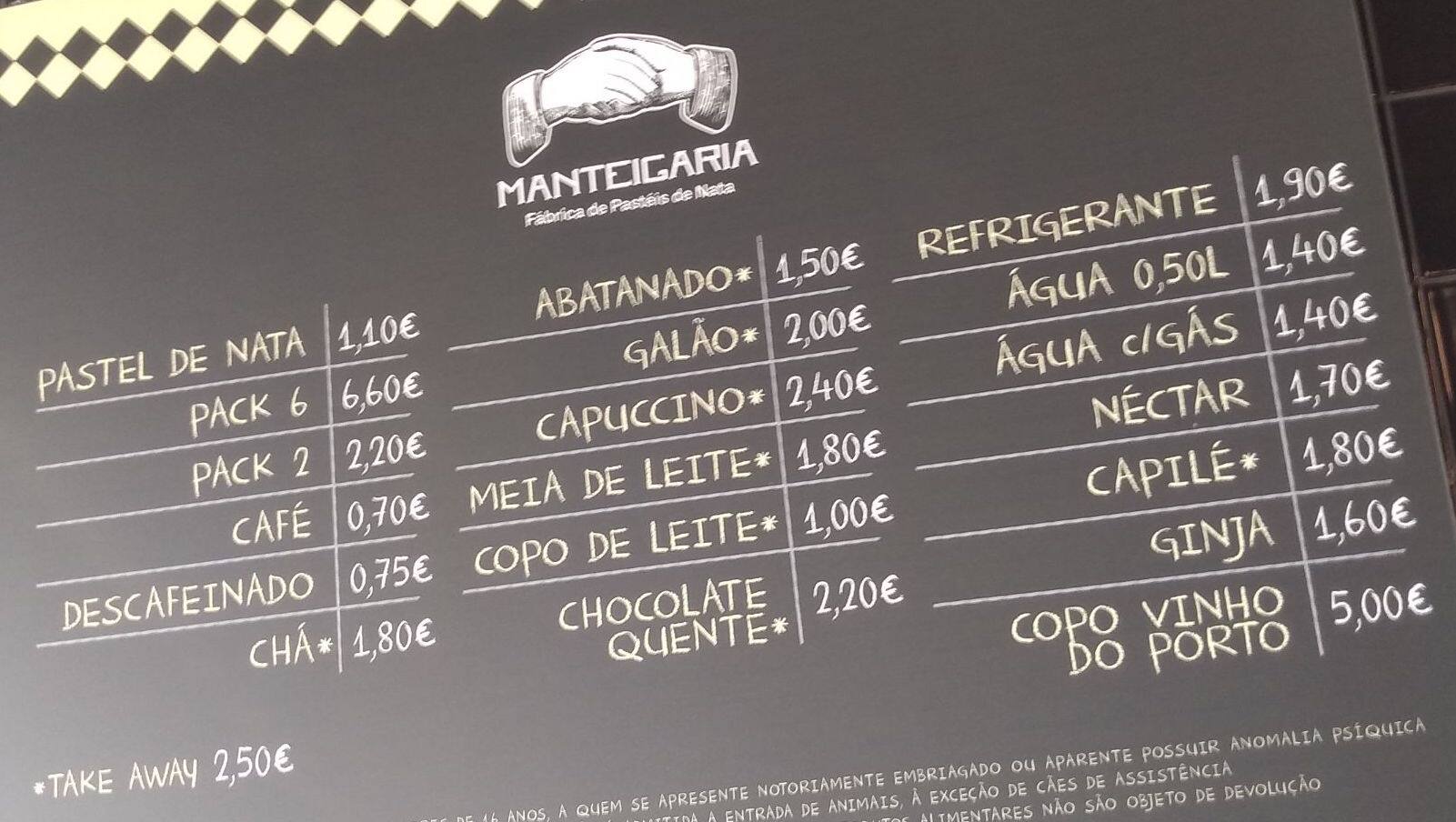 Menu at Manteigaria - Fabrica de Pasteis de Nata - Chiado restaurant ...