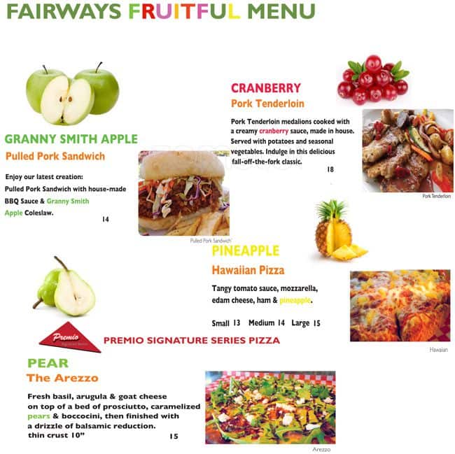 Menu at Fairways Grill & Patio restaurant, Coquitlam
