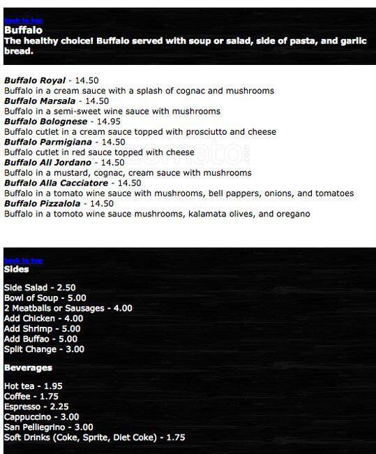 Menu at Cafe Jordano, Lakewood, W Jewell Ave