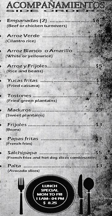 Menu at MACA Peruvian Restaurant, New York City