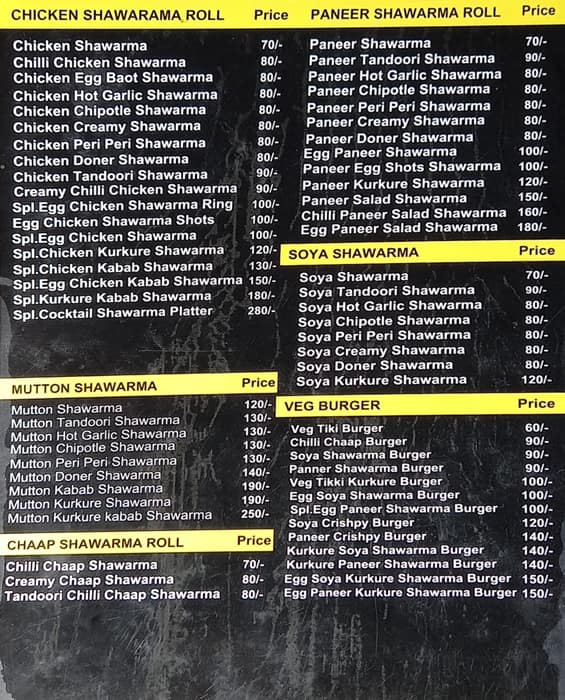Menu at Shawarma Mohalla, New Delhi, Shop 18