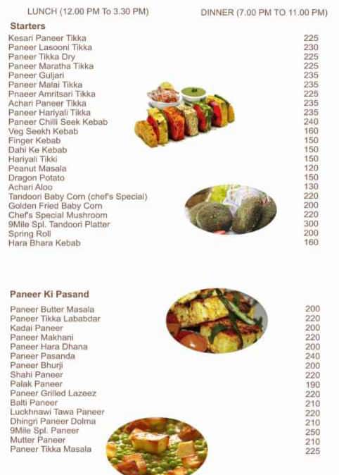 Menu at Chandra Grand, Jodhpur