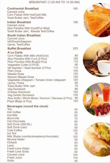 Menu at Chandra Grand, Jodhpur