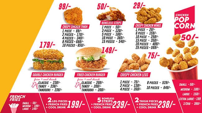 Menu of SFC (Sagi Fried Chicken), Malkajgiri, Secunderabad