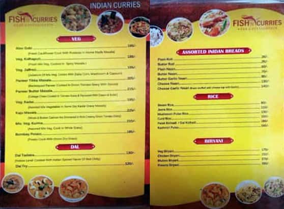 Menu of Fish 'N' Curries, Calangute, Goa