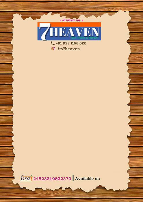 Menu of 7 Heaven, Vasai, Mumbai