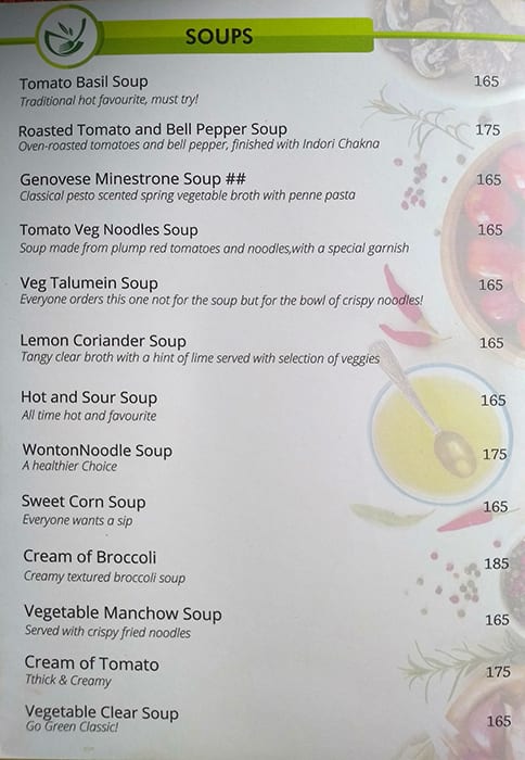 Menu of Go Green, Kankurgachi, Kolkata
