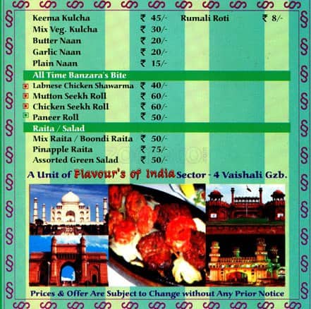 Menu at Banzara Family Restaurant, Ghaziabad