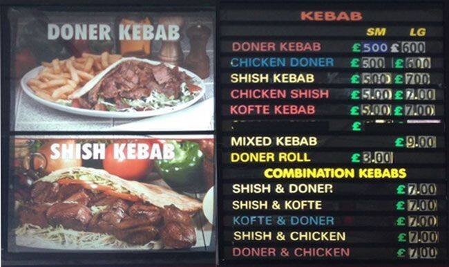 Menu at Efes Kebabs fast food, London, 24 London Rd