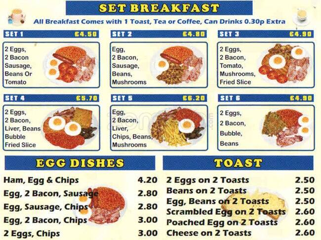 Menu at Town Cafe, Hayes, 3 Clayton Rd