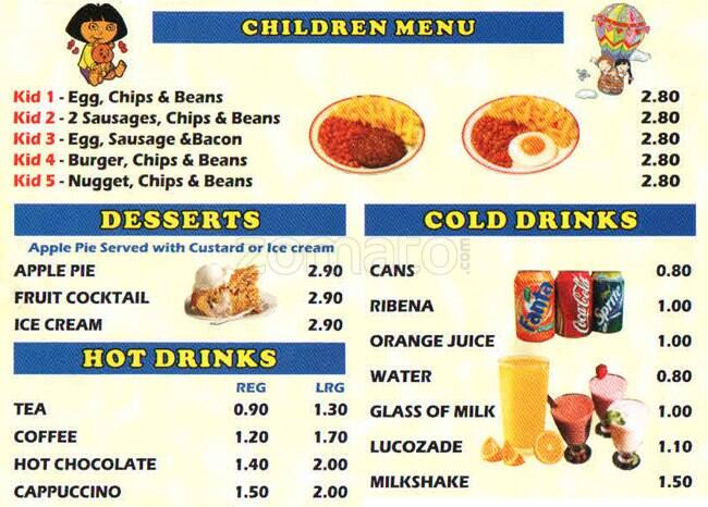 Menu at Town Cafe, Hayes, 3 Clayton Rd