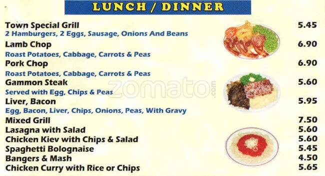 Menu at Town Cafe, Hayes, 3 Clayton Rd