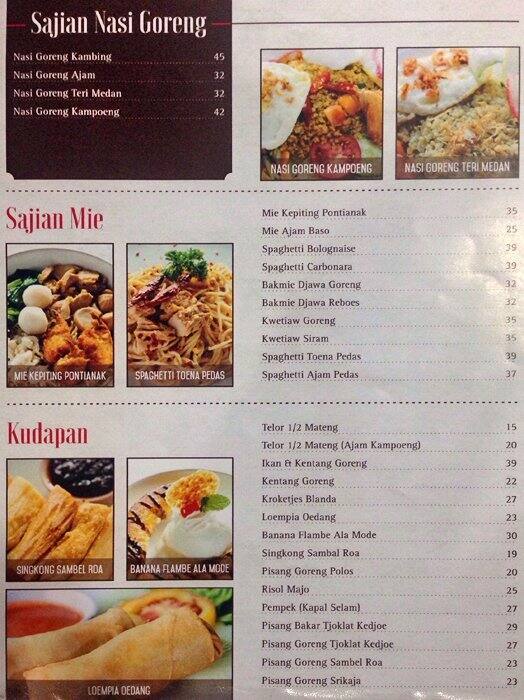 Menu at Kopi Oey cafe, Jakarta, ITC Fatmawati