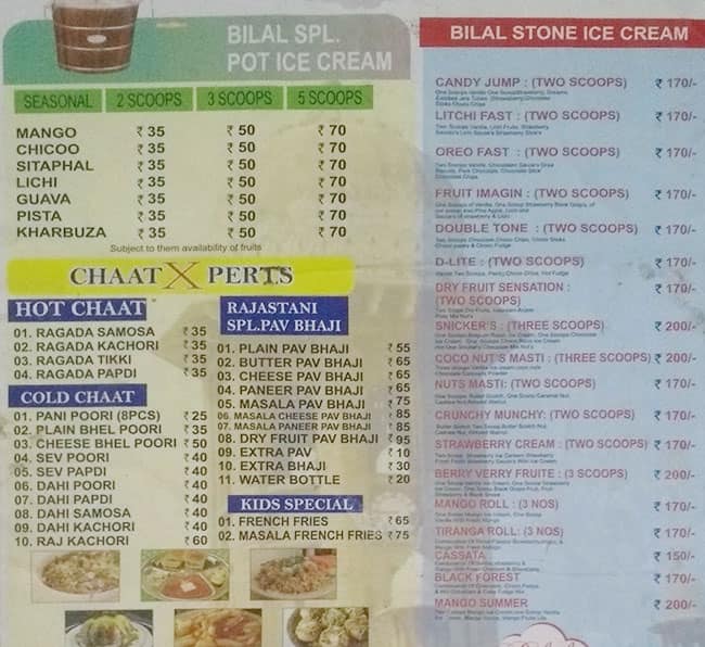 Bilal Ice Cream Parlour Menu, Menu for Bilal Ice Cream Parlour ...