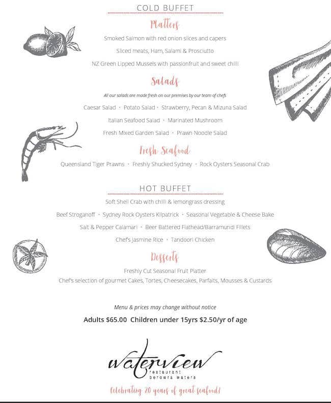 Menu at Waterview Restaurant, Berowra Waters