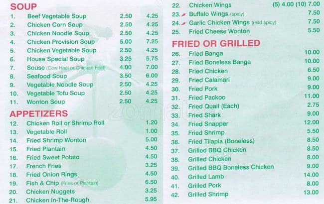 New Thriving Restaurant of Guyana Menu - Urbanspoon/Zomato