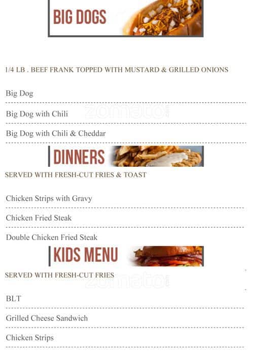Menu at Chapps Cafe, Cedar Hill