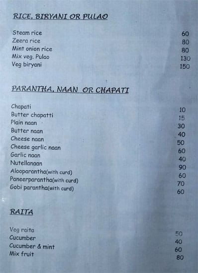 Menu at Rishikesh Freedom Cafe, Rishikesh