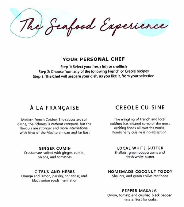 Menu at Wildfish Bistro, Puducherry