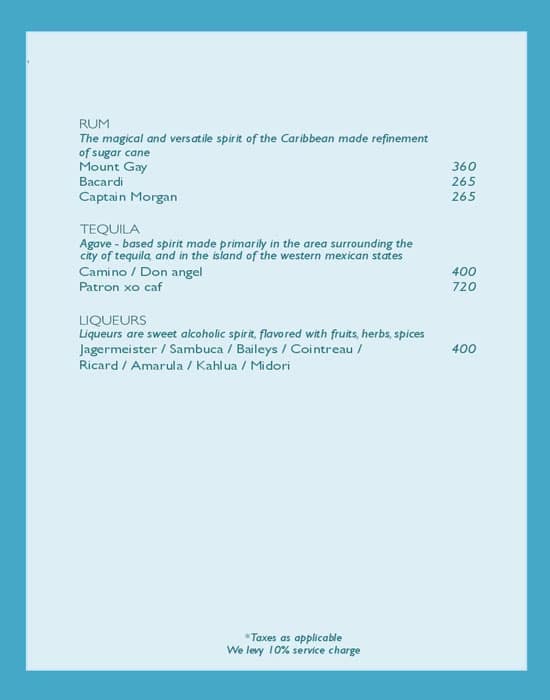 Menu at Wildfish Bistro, Puducherry