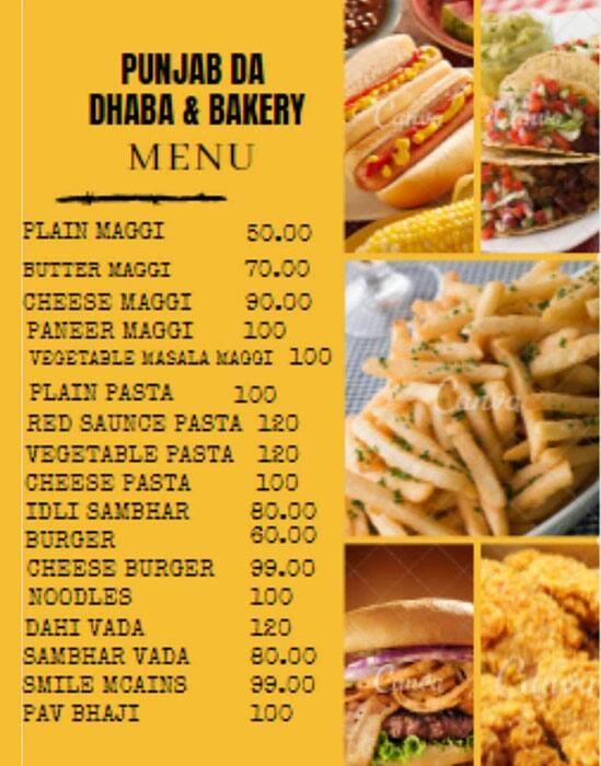Menu of Punjab Da Dhaba, Vaishali Nagar, Jaipur