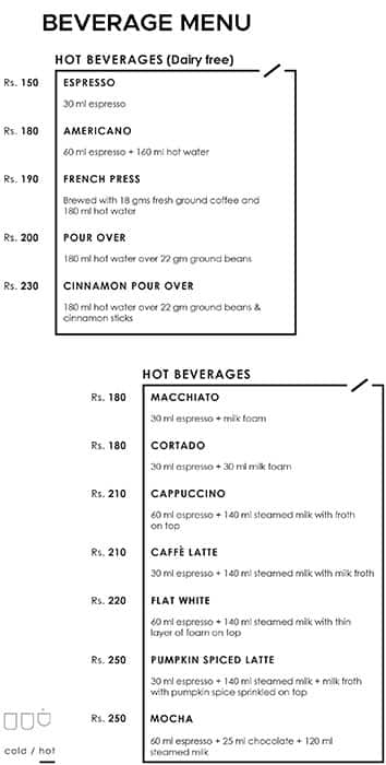 Menu of Cafe Dori, Sector 59, Gurgaon