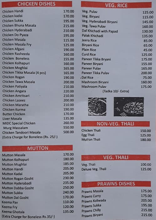 Menu at MIDC Restaurant, Mumbai, Plot Number 44