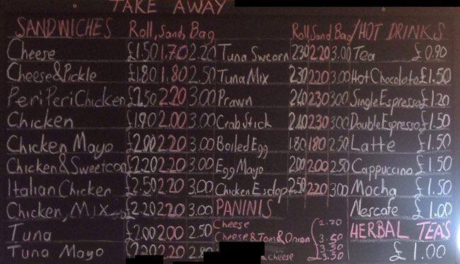 Menu at The Taste of China fast food, London, Aldgate