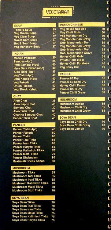 Menu at Taal restaurant, Jakarta