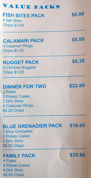 Menu at Ocean King Fish & Chips fast food, Pakenham