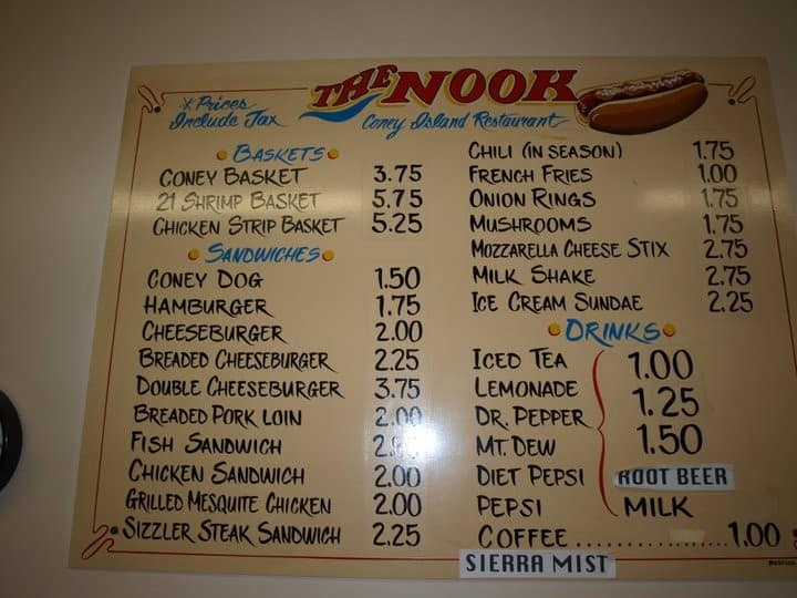 Menu at The NOOK restaurant, Columbia City